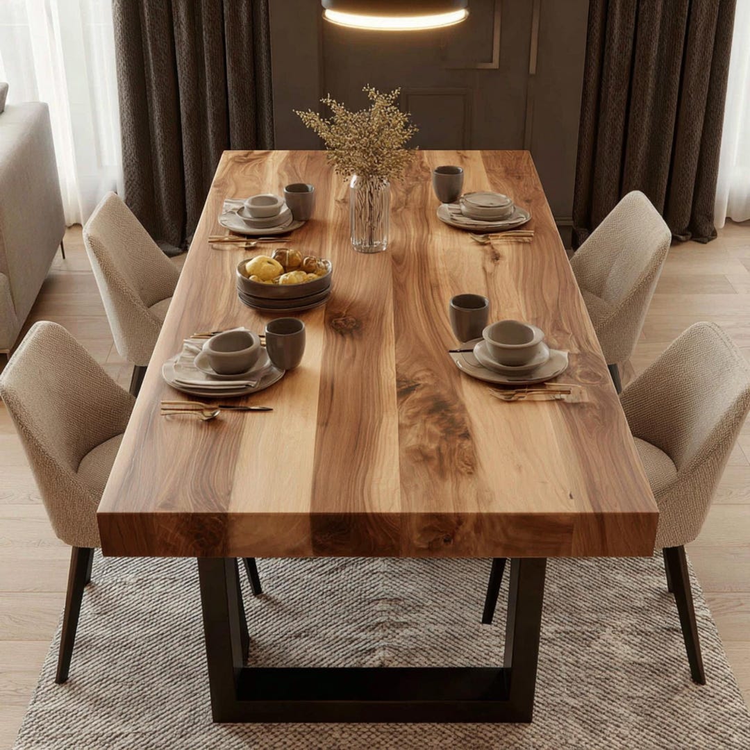 Handmade Live Edge Walnut Dining Table, Custom Solid Wood - Etsy