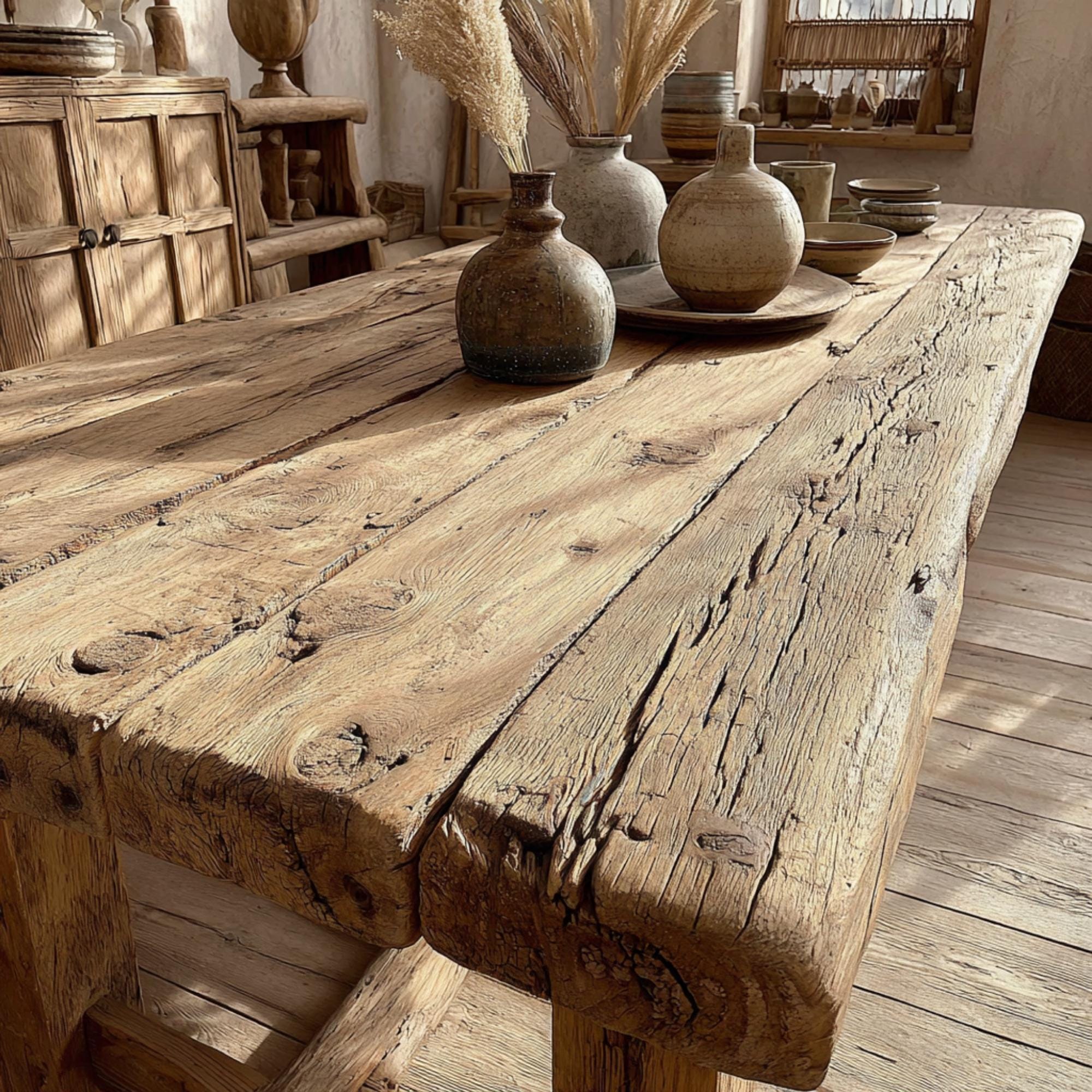 Rustic Wooden Table, Solid Wooden Table, Live Edge Wooden Table ...
