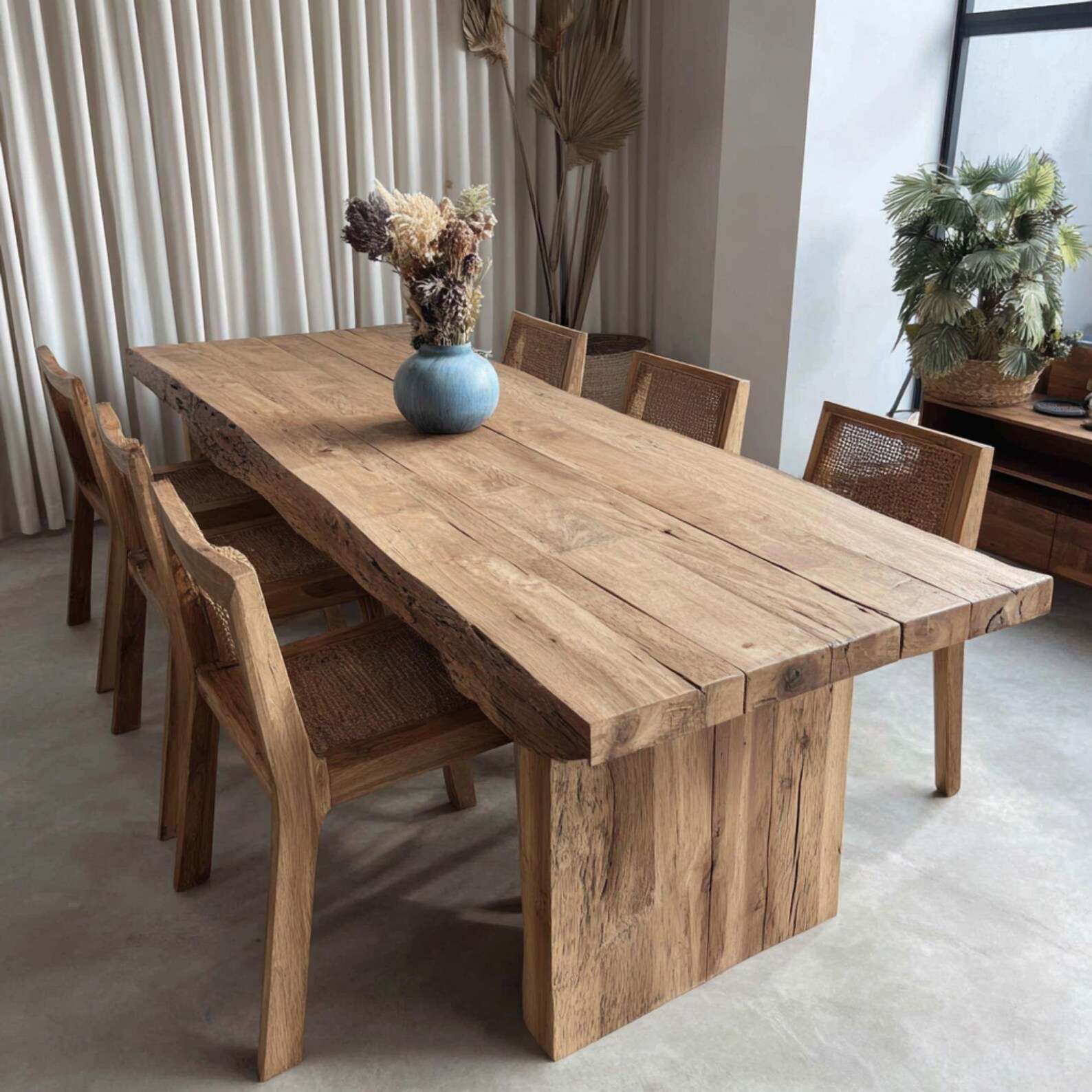 Farmhouse Wooden Live Edge Table, Handmade Solid Walnut Dining Table ...