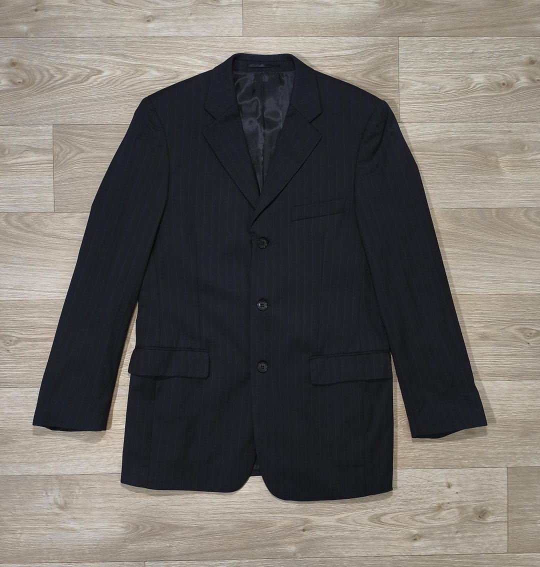 French Vintage Y2K Wool Blazer • Armand Thiery Super 100s • Navy ...