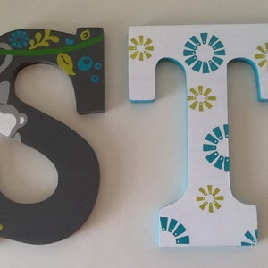 Custom Painted Gender Neutral Letters - Safari Monkey - Etsy