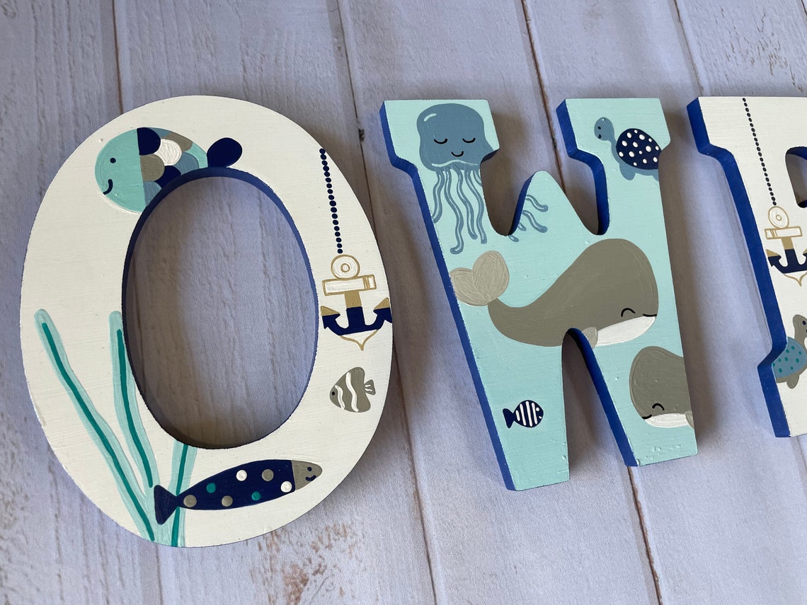 Custom Painted Ocean Themed Letters Nautical / Sealife / - Etsy