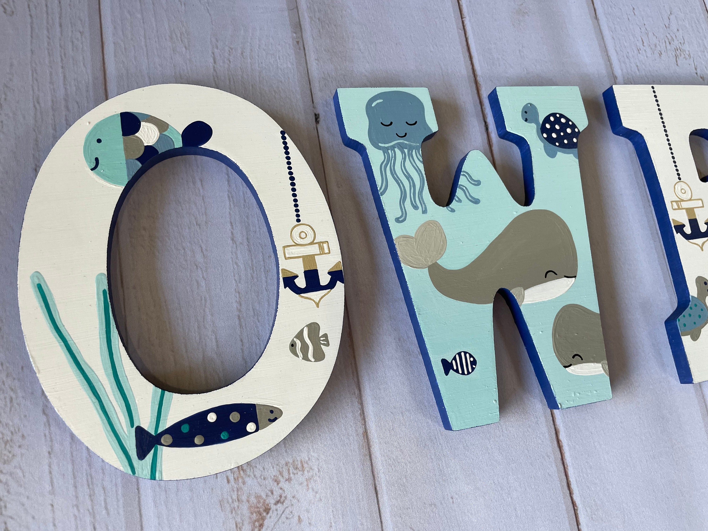 Custom Painted Ocean Themed Letters Nautical / Sealife / - Etsy