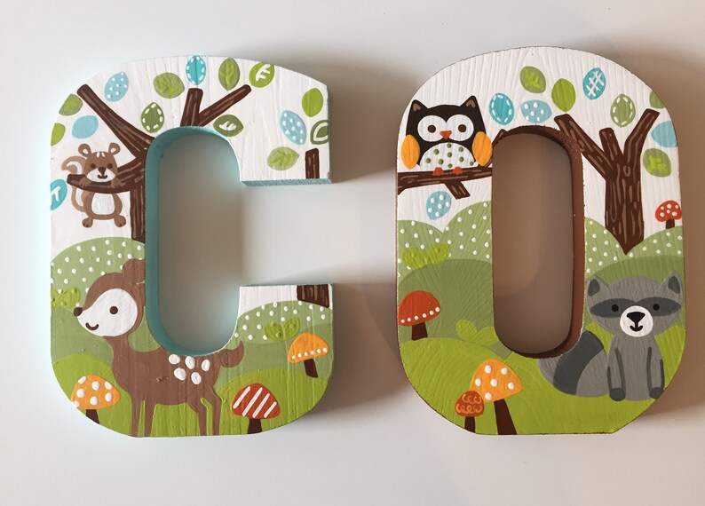 Custom Painted Woodland Forest Themed Letters | Etsy