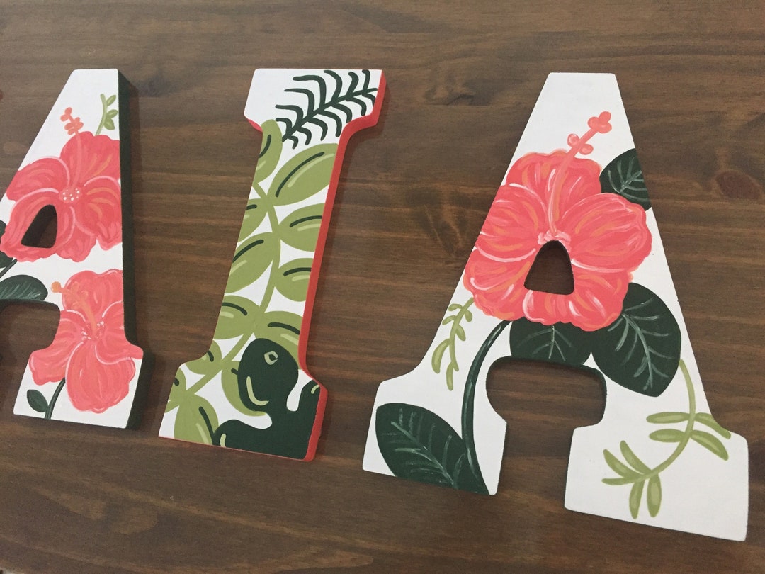 Custom Painted Girl's Wall Letters - Tropical / Hawaiian - Etsy