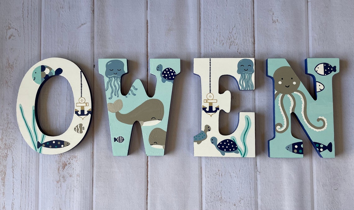Custom Painted Ocean Themed Letters Nautical / Sealife / - Etsy