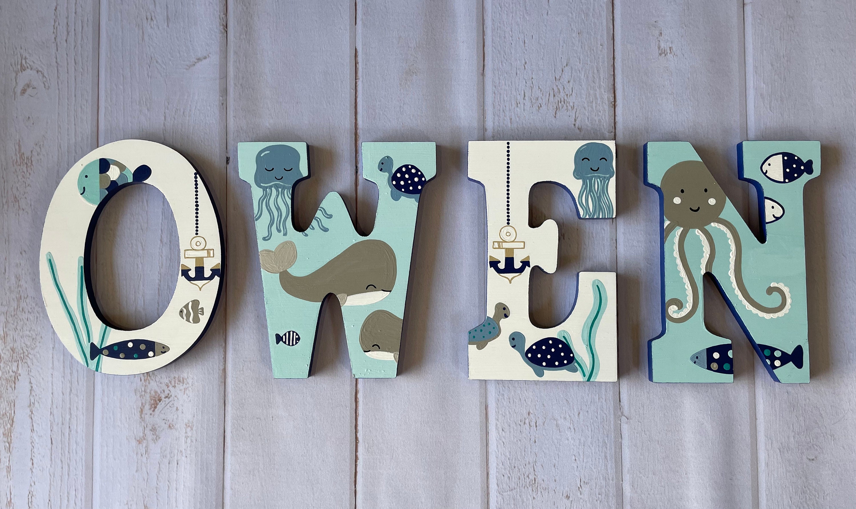 Custom Painted Ocean Themed Letters Nautical / Sealife / - Etsy