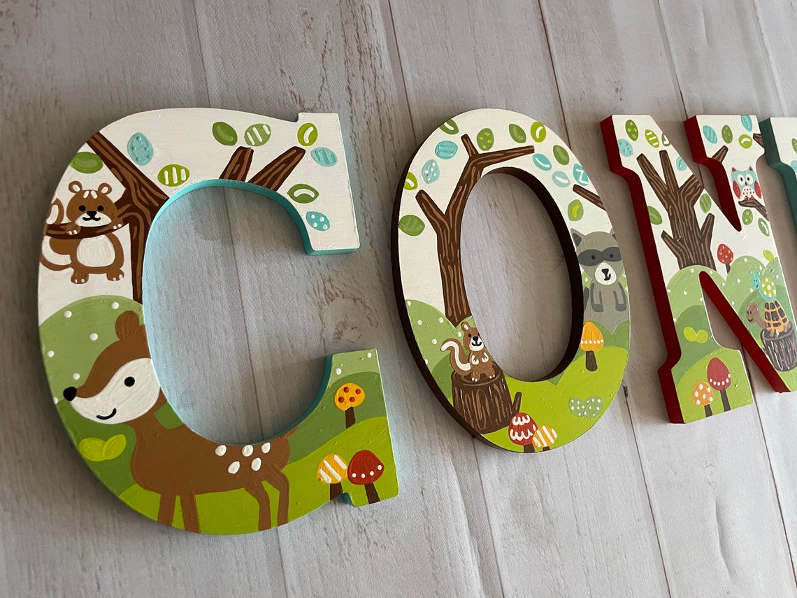 Custom Painted Woodland Forest Themed Letters - Etsy