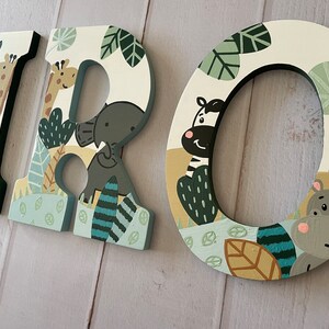 Custom Painted Jungle Themed Hanging Letters - Elephants / Lions ...