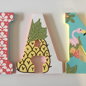 Custom Painted Tropical Themed Wall Letters - Flamingos / Pineapples - Etsy