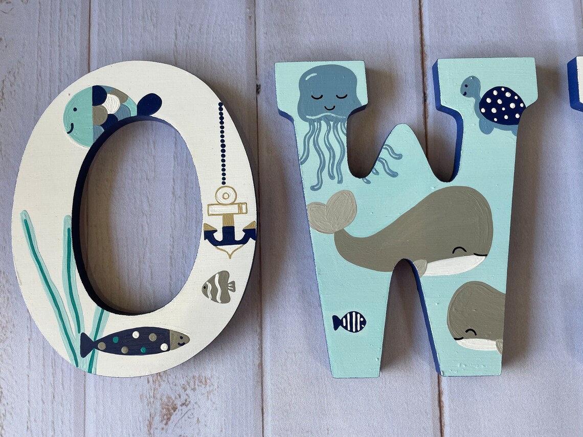 Custom Painted Ocean Themed Letters Nautical / Sealife / - Etsy
