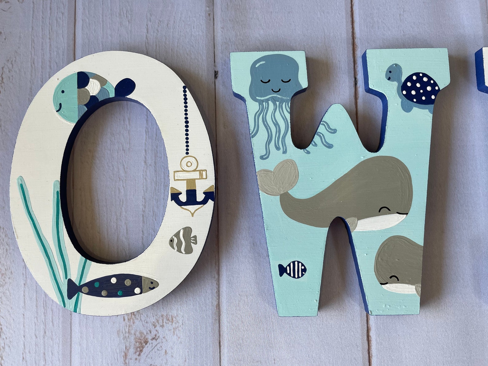 Custom Painted Ocean Themed Letters Nautical / Sealife / - Etsy