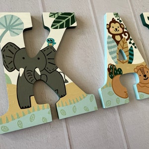Custom Painted Jungle Themed Hanging Letters - Elephants / Lions ...