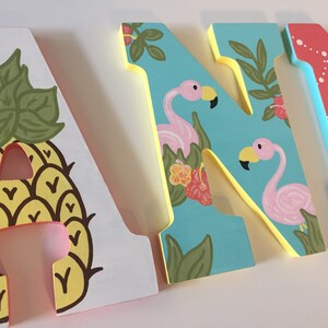Custom Painted Tropical Themed Wall Letters - Flamingos / Pineapples - Etsy