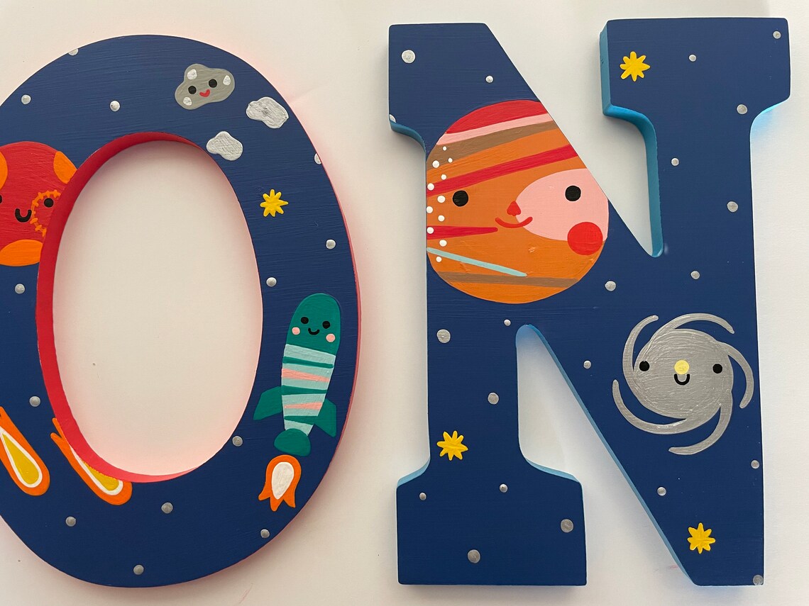 Custom Painted Boys Wall Letters Outer Space / Planets / - Etsy