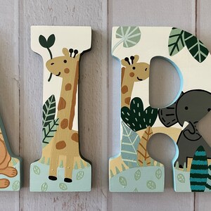 Custom Painted Jungle Themed Hanging Letters - Elephants / Lions ...
