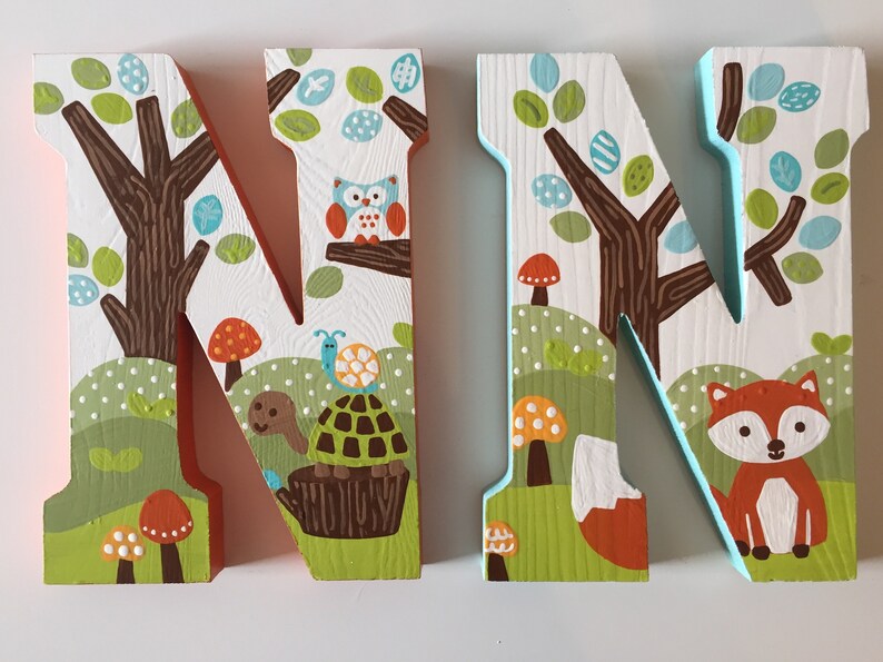 Custom Painted Woodland Forest Themed Letters | Etsy