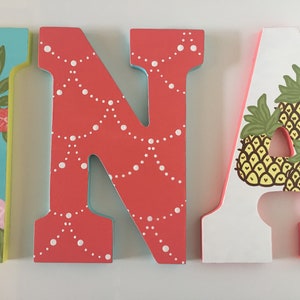 Custom Painted Tropical Themed Wall Letters - Flamingos / Pineapples - Etsy