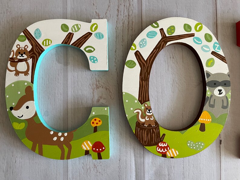 Custom Painted Woodland Forest Themed Letters - Etsy