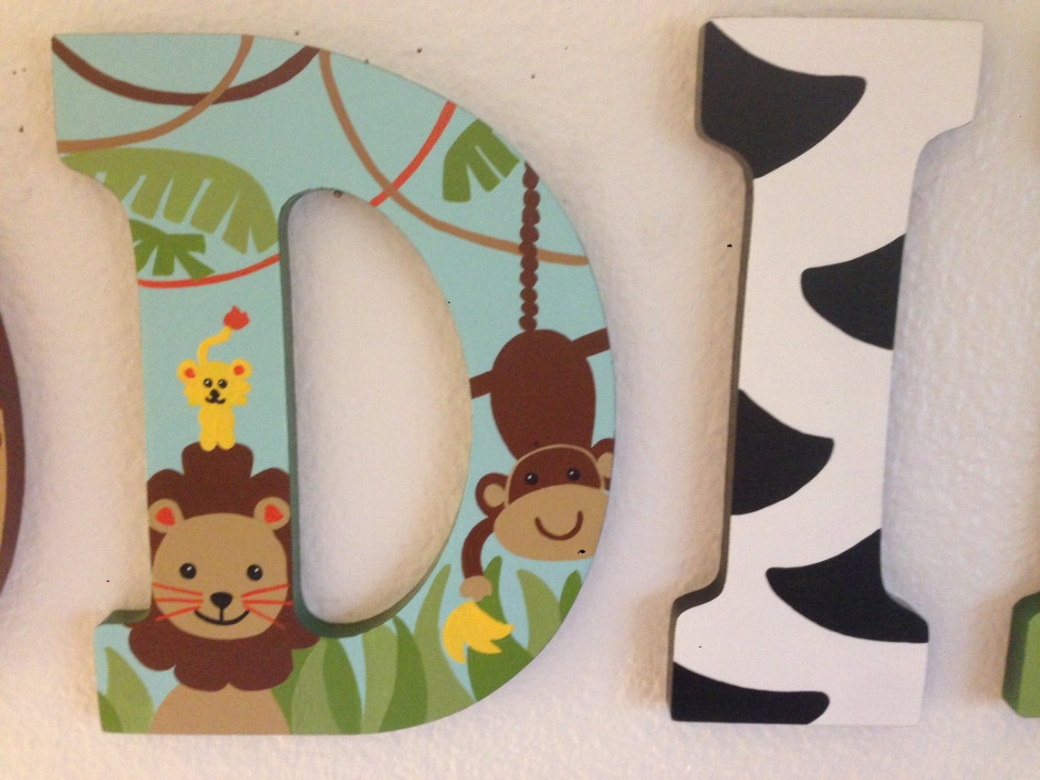 Custom Painted Boy's Jungle Letters Peek a Boo Jungle - Etsy