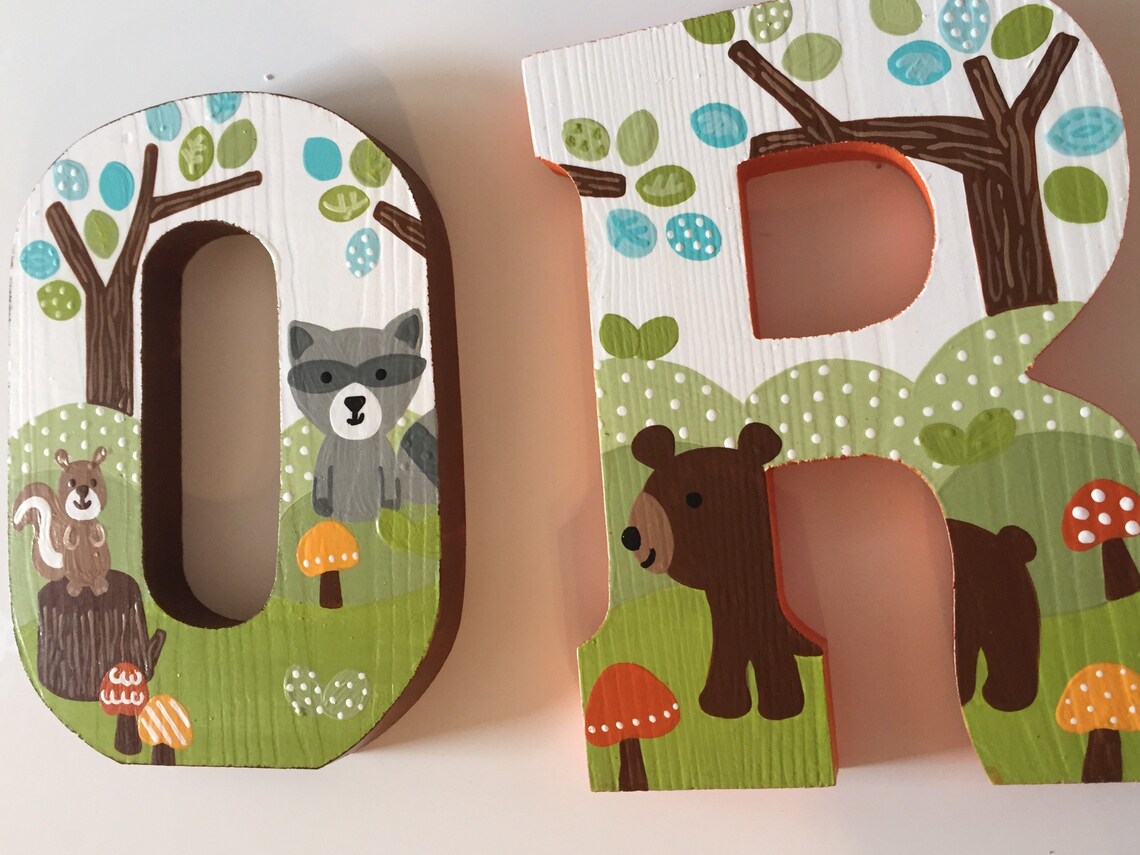 Custom Painted Woodland Forest Themed Letters | Etsy