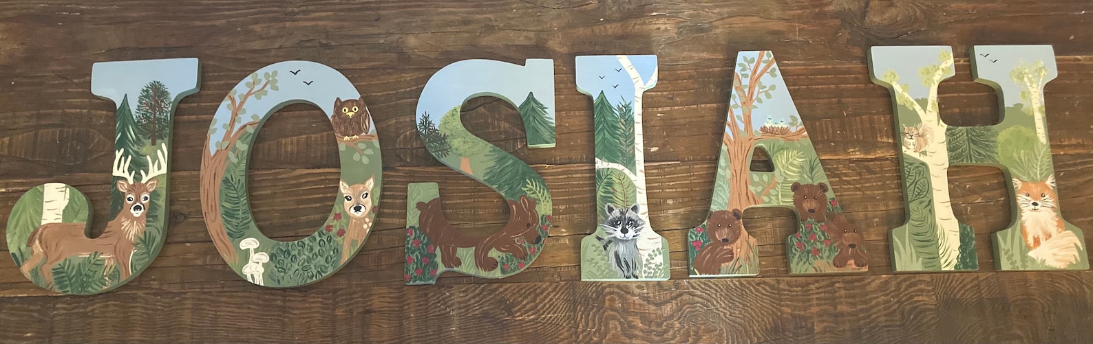 Custom Painted Woodland Forest Themed Hanging Letters - Etsy