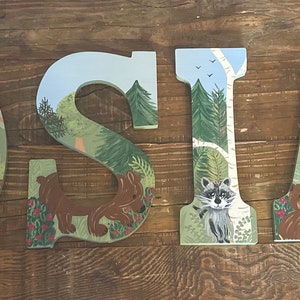 Custom Painted Woodland Forest Themed Hanging Letters - Etsy