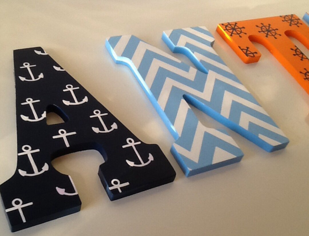 Custom Painted Children's Wall Letters - Nautical / Sailboat Theme - Etsy