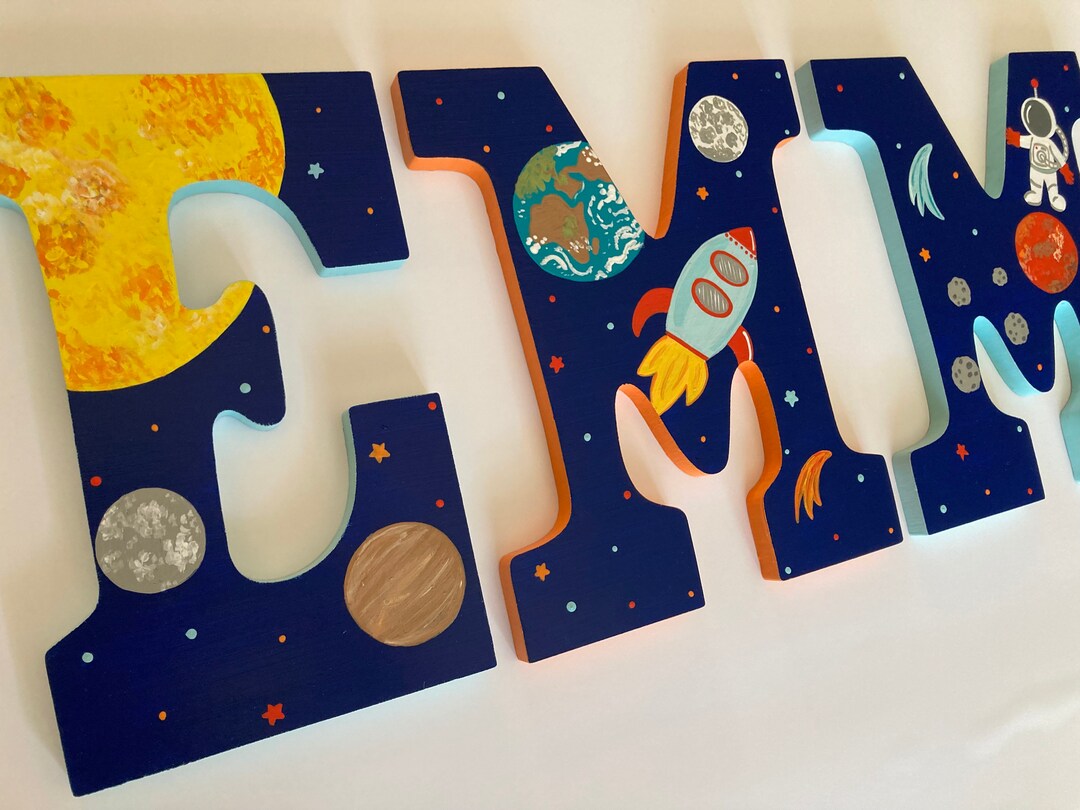 Custom Painted Children’s Letters - Solar System / Space - Etsy