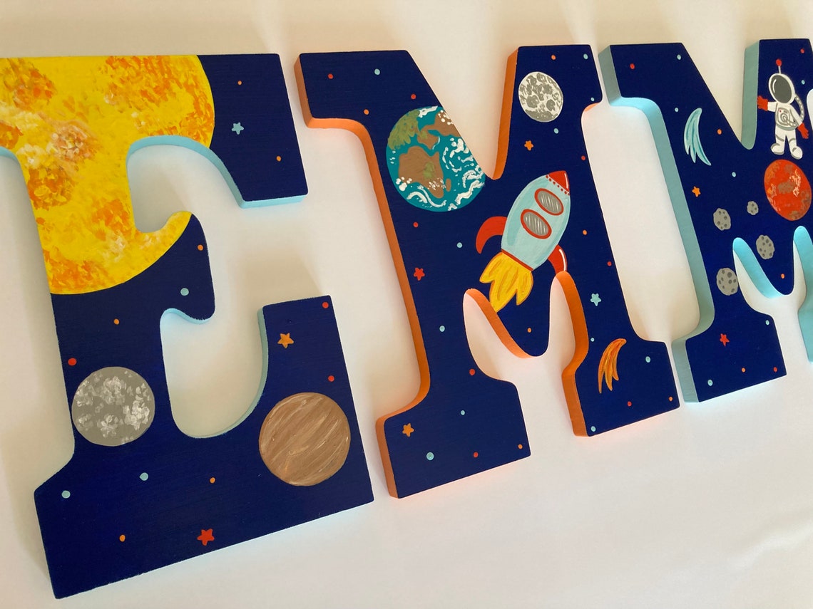 Custom Painted Children’s Letters - Solar System / Space - Etsy