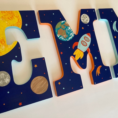 Custom Painted Childrens Letters Solar System / Space - Etsy