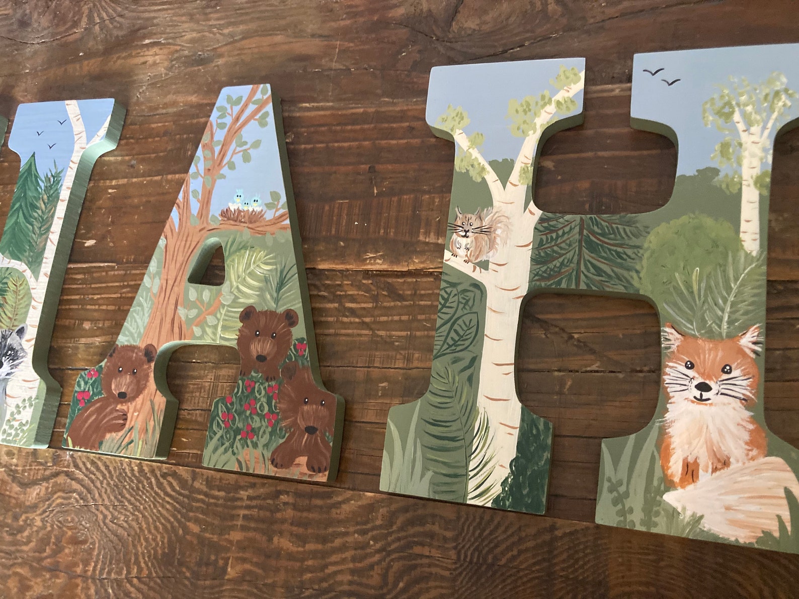 Custom Painted Woodland Forest Themed Hanging Letters - Etsy