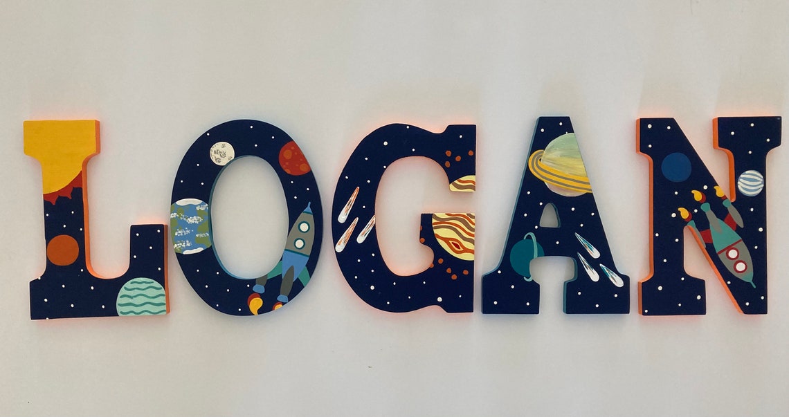 Custom Painted Childrens Letters Solar System price per - Etsy
