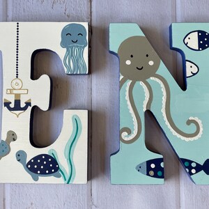 Custom Painted Ocean Themed Letters - Nautical / Sealife / Whales - Etsy