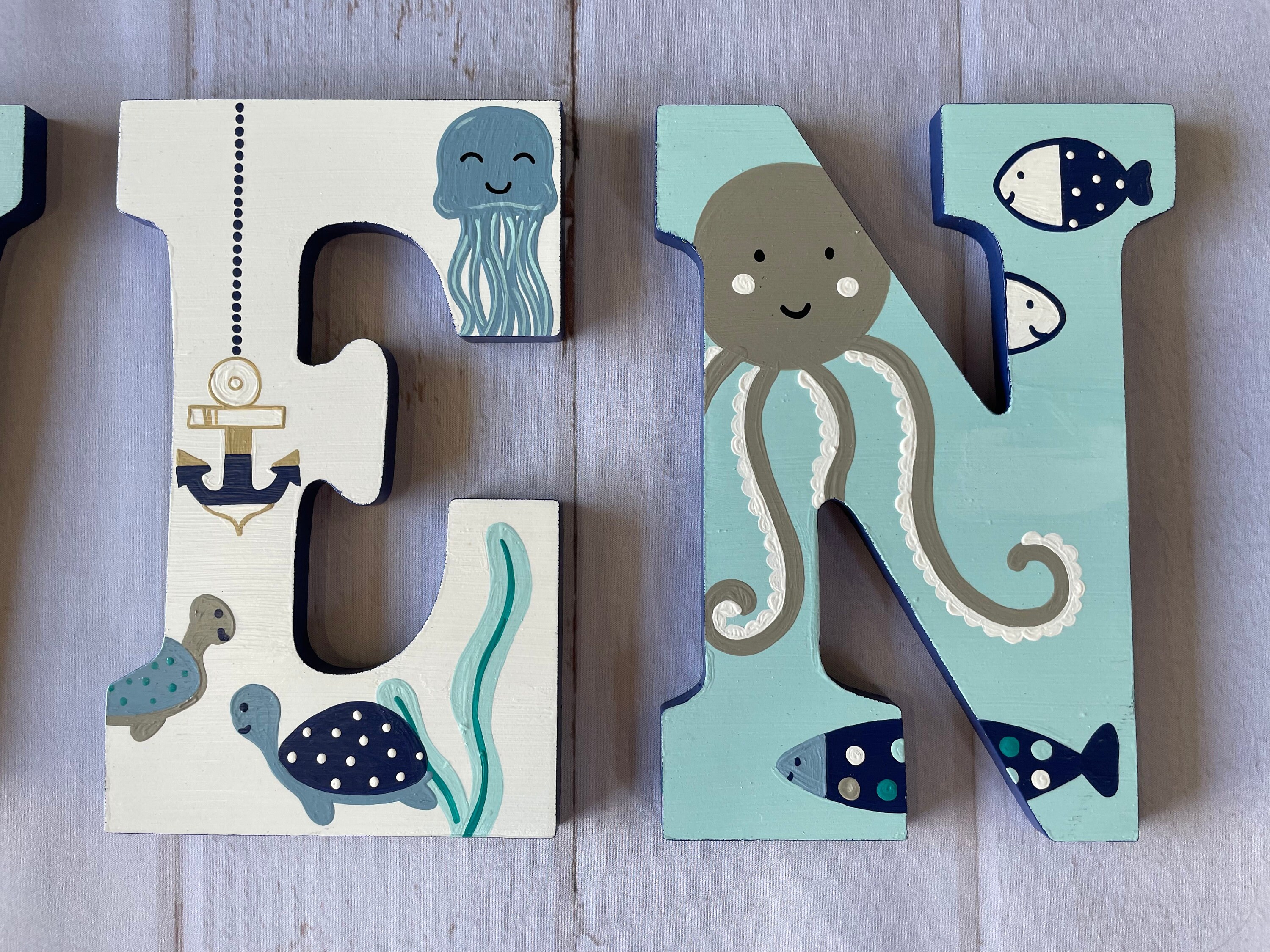 Custom Painted Ocean Themed Letters Nautical / Sealife / - Etsy