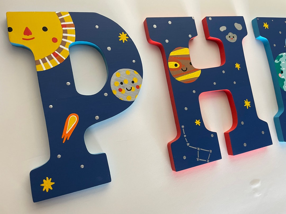 Custom Painted Boy’s Wall Letters - Outer Space / Planets / Solar ...