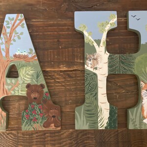 Custom Painted Woodland Forest Themed Hanging Letters - Etsy