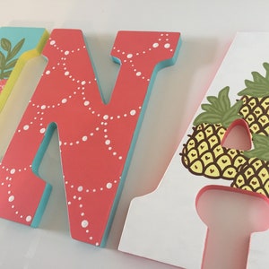 Custom Painted Tropical Themed Wall Letters - Flamingos / Pineapples - Etsy