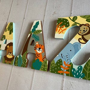 Custom Painted Hanging Wall Letters - Jungle Animals / Mighty Jungle ...