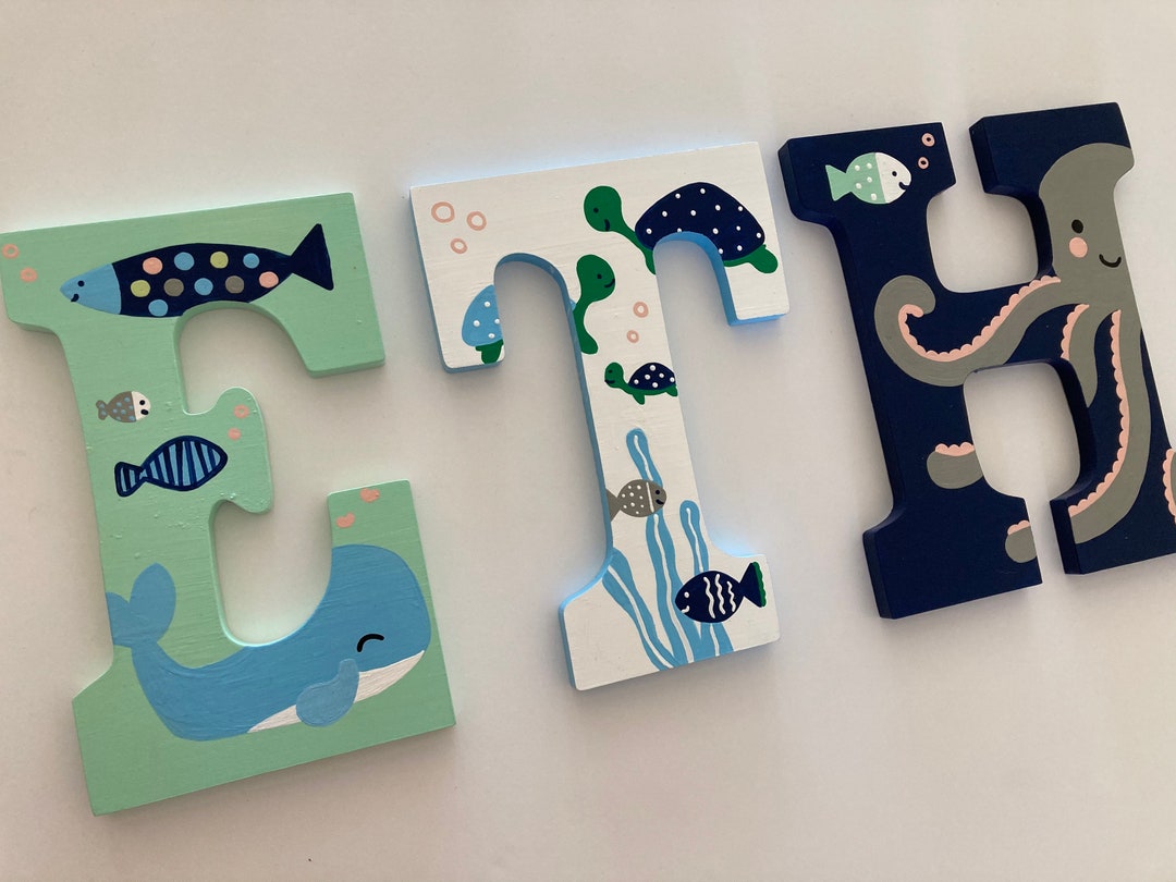 Custom Painted Children’s Letters - Nautical / Oceania - Etsy