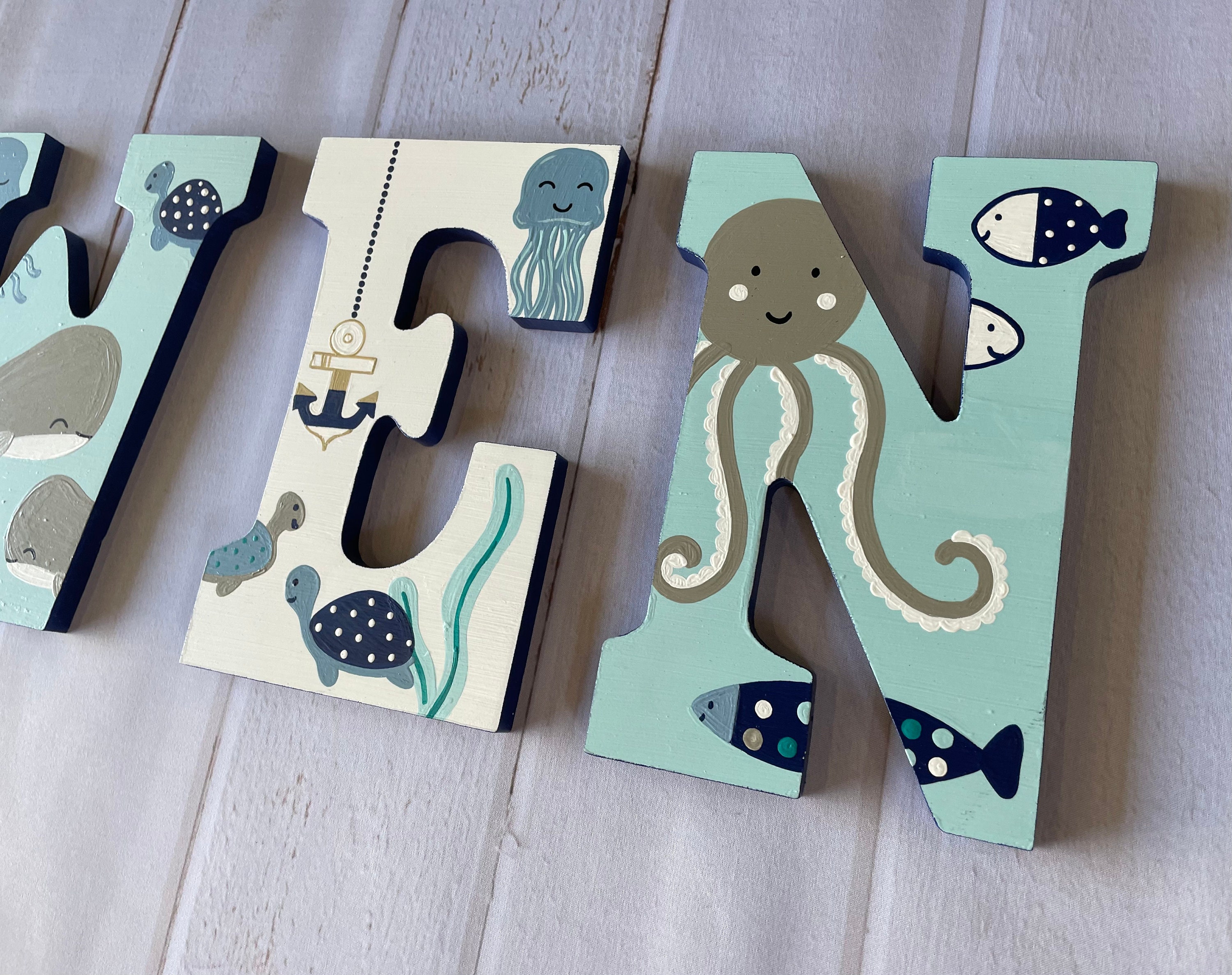 Custom Painted Ocean Themed Letters Nautical / Sealife / - Etsy