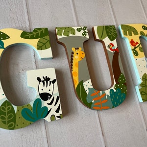 Custom Painted Hanging Wall Letters - Jungle Animals / Mighty Jungle ...