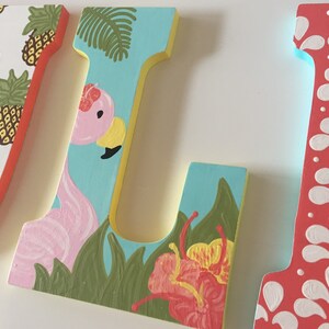 Custom Painted Tropical Themed Wall Letters - Flamingos / Pineapples - Etsy