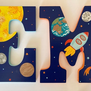 Custom Painted Children’s Letters - Solar System / Space - Etsy