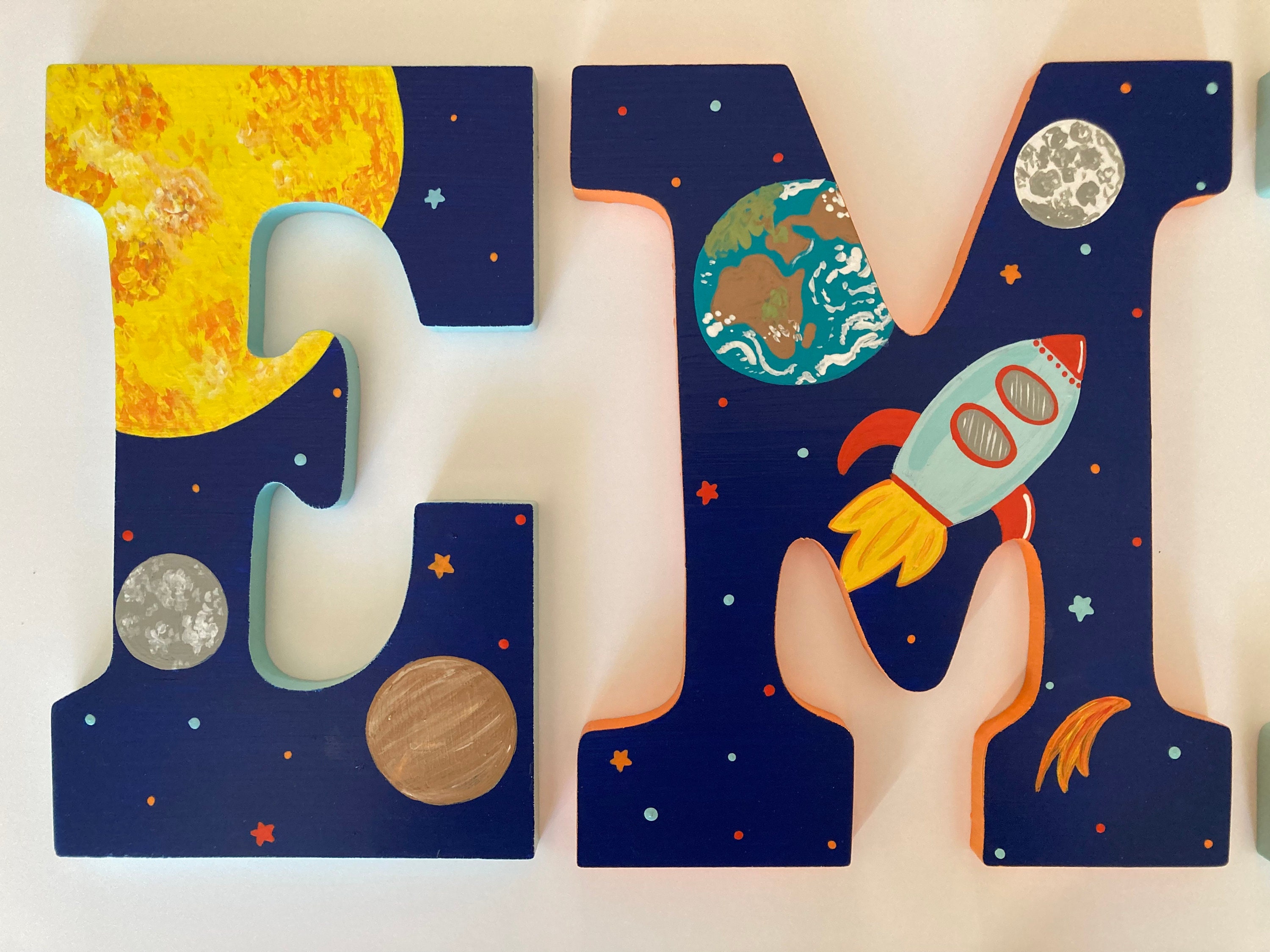 Custom Painted Childrens Letters Solar System / Space - Etsy
