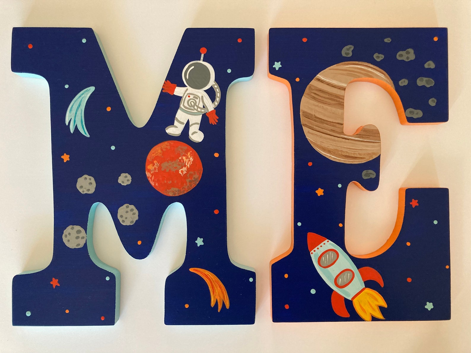 Custom Painted Childrens Letters Solar System / Space | Etsy
