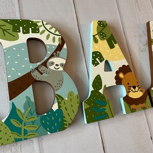 Custom Painted Hanging Wall Letters - Jungle Animals / Mighty Jungle ...