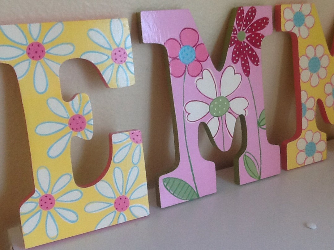 Custom Painted Girl's Wall Letters - Daisy Garden - Etsy