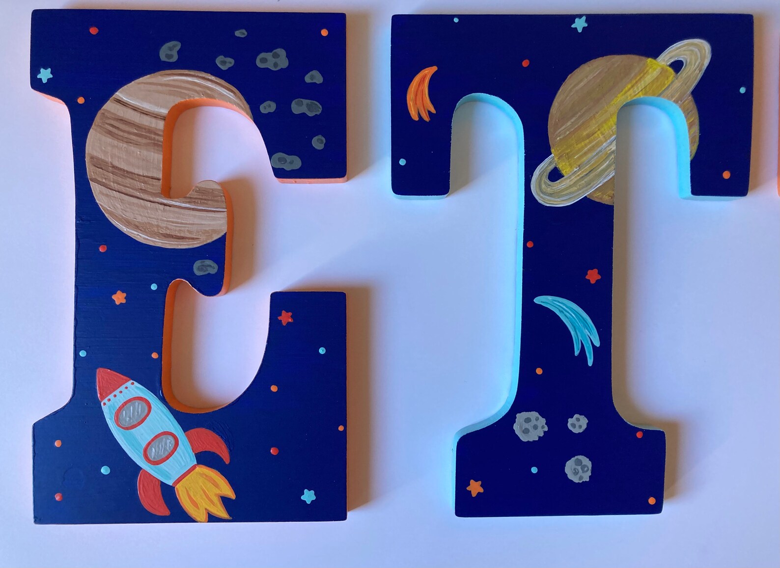 Custom Painted Childrens Letters Solar System / Space - Etsy