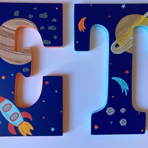 Custom Painted Children’s Letters - Solar System / Space - Etsy